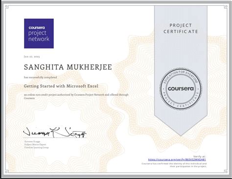 Excel Coursera Skillsdevelopment Dataskills Sanghita Mukherjee