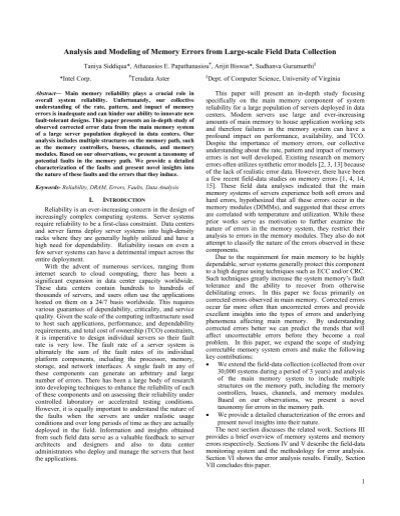 analysis of memory errors from large scale field data collection