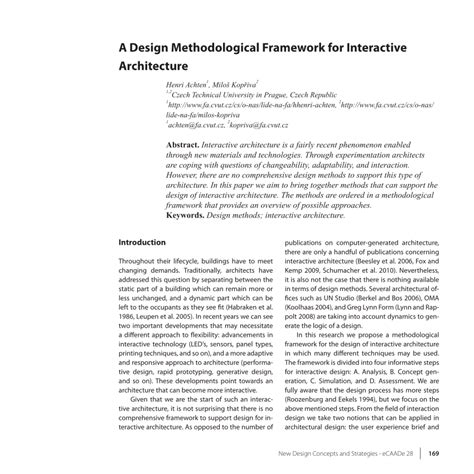 Pdf A Design Methodological Framework For Interactive Architecture