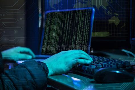Hacker Using Laptop With Binary Code Stock Image Image Of Hidden Mysterious 189726429