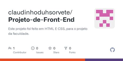 GitHub Claudinhoduhsorvete Projeto De Front End Este Projeto Foi Feito Em HTML E CSS Para O