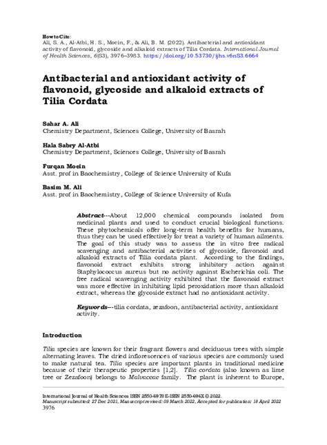 Pdf Antibacterial And Antioxidant Activity Of Flavonoid Glycoside