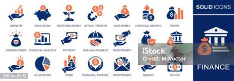 금융 아이콘 집합입니다 경제 돈 펀드 투자자 등의 수집 벡터 일러스트 레이 션 어떤 색상으로도 쉽게 변경할 수 있습니다 첫눈에 반함에 대한 스톡 벡터 아트 및 기타 이미지