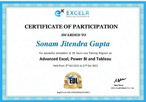 Completed Advanced Excel Power Bi And Tableau Courses Sonam Gupta Posted On The Topic Linkedin