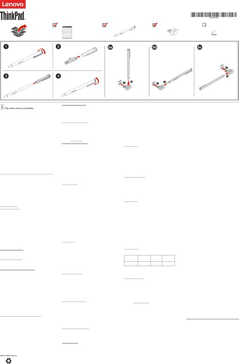 Lenovo Tp Active Capacitive Pen Sp40H34890 ThinkPad Pro User Manual P70 Laptop Think Pad