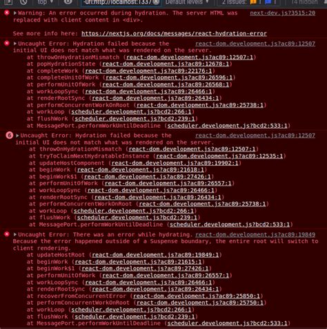 Hydration Failed Error Rnextjs