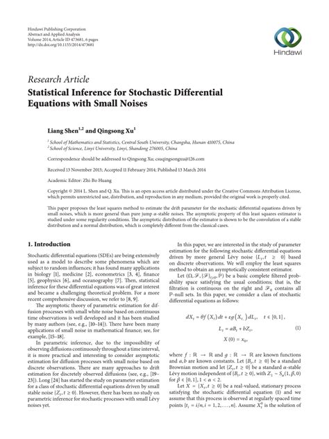 Pdf Statistical Inference For Stochastic Differential Equations With