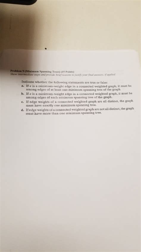 Solved Problem Minimum Spanning Trees Points Show Chegg