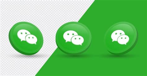 소셜 미디어 아이콘 또는 네트워킹 로고를 위한 현대적인 3d 렌더링 원의 Wechat 로고 아이콘 프리미엄 벡터