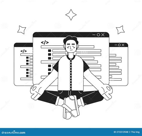 Become Programmer Expert Black And White Concept Vector Spot Illustration Stock Vector