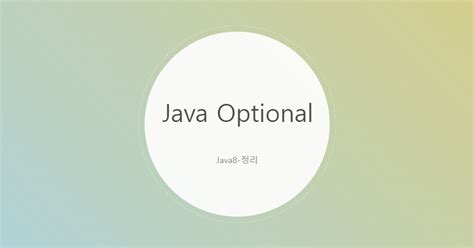 Optional 정리