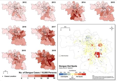 Ward Wise Spatial Distribution Of Dengue Cases 2012 2019 Indicating