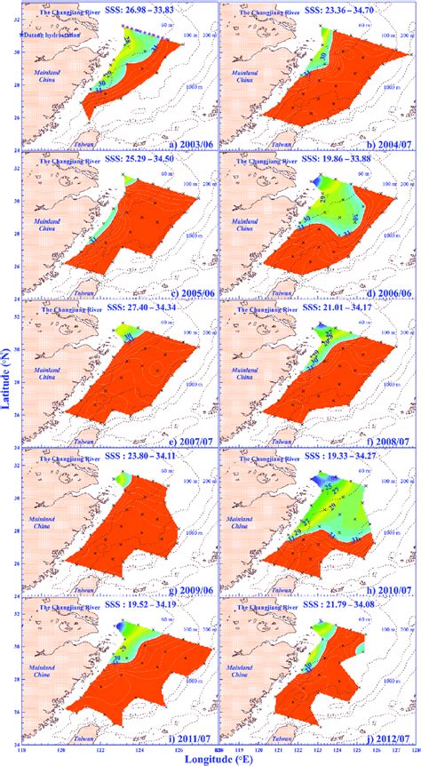 Contour Plots Of Sea Surface Salinity Sss In The East China Sea