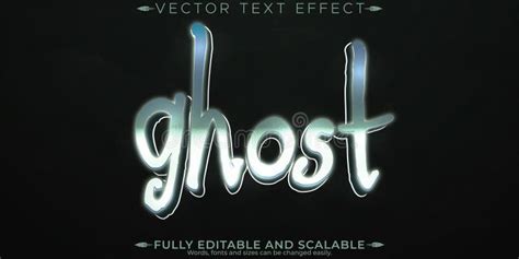 Ghost Text Effect Editable Spirit And Spooky Customizable Font Style Stock Vector