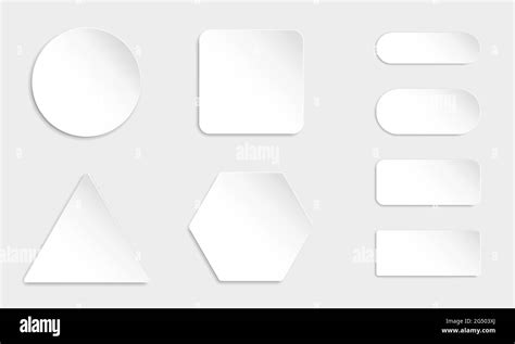 White 3d Blank Square And Rounded Button Vector Set Stock Vector Image And Art Alamy