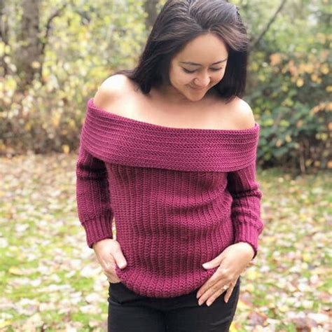 Hug Me Off Shoulder Sweater Free Crochet Pattern Weave Crochet