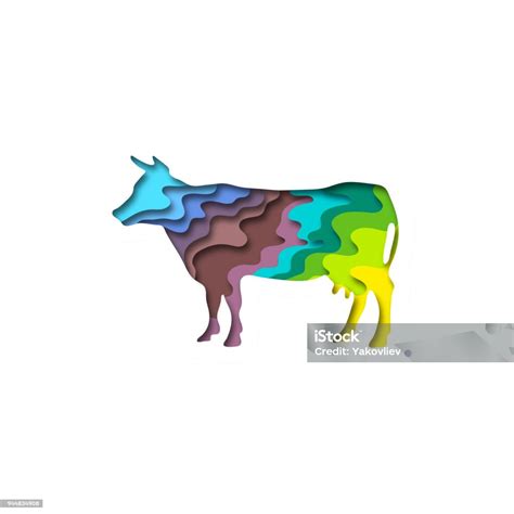종이 절단된 암소 모양 3d 종이 접기 유행 개념 패션 디자인입니다 벡터 Illsutration 0명에 대한 스톡 벡터 아트 및 기타 이미지 Istock