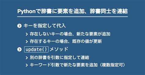 Pythonで辞書に要素を追加更新 note nkmk me