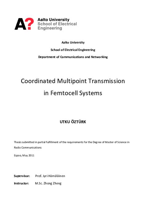 Pdf Coordinated Multipoint Transmission In Femtocell Systems