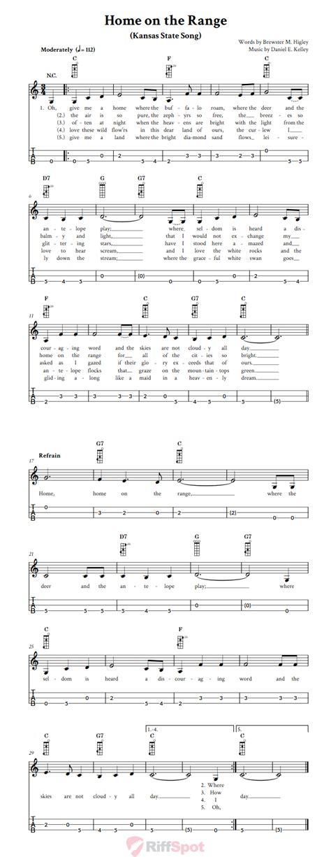 home on the range easy 3 string cigar box guitar sheet music and tab