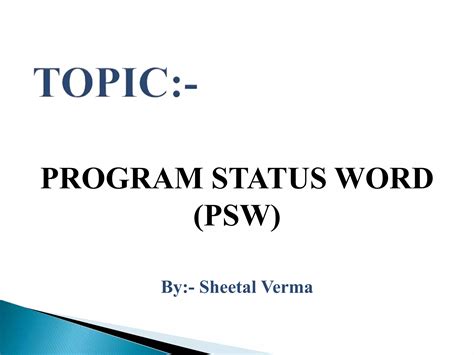 Program Status Word PPTX