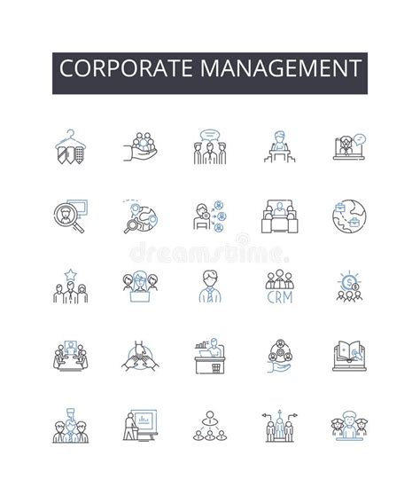 Corporate Management Line Icons Collection Executive Leadership
