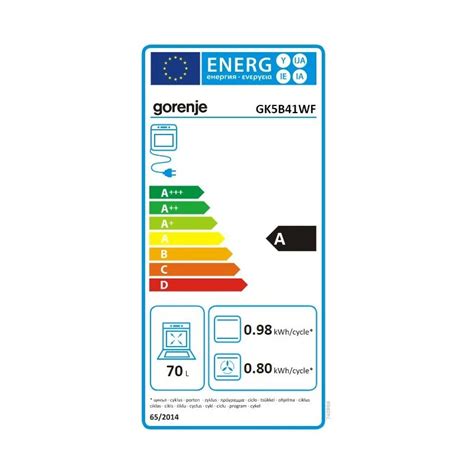 Готварска Печка Gorenje Gk5B41Wf , Електрическа , Енергиен клас: A ...