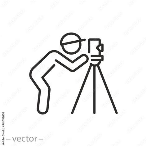 Land Surveyor Icon Measure With Alignment Laser Tripod Engineering Survey Specialist Geodesy