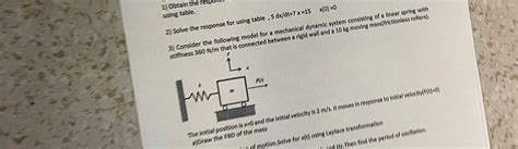 Solved By An EXPERT Consider The Following Model For A Mechanical Dynamic Chegg