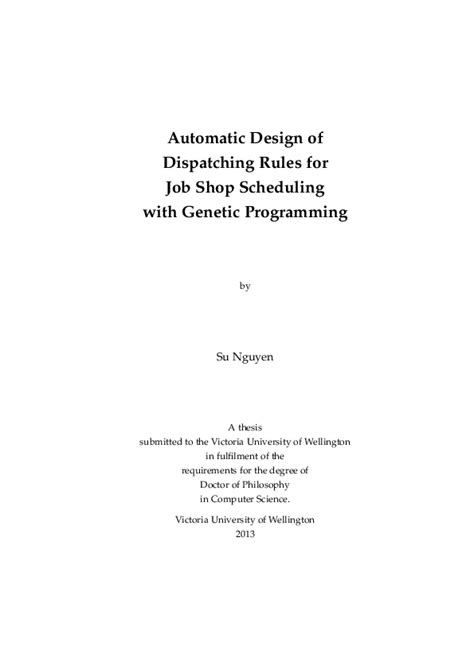 Pdf Automatic Design Of Dispatching Rules For Job Shop Scheduling
