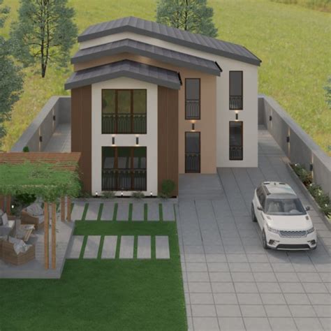 კერძო სახლის ფასადის დიზაინი Design