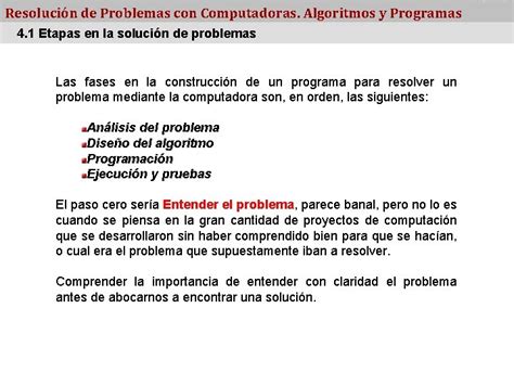 Tema 4 Resolucin De Problemas Con Computadoras Algoritmos
