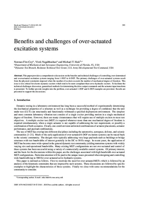 Pdf Benefits And Challenges Of Over Actuated Excitation Systems