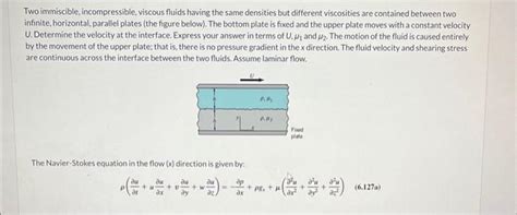 Solved Two Immiscible Incompressible Viscous Fluids Having