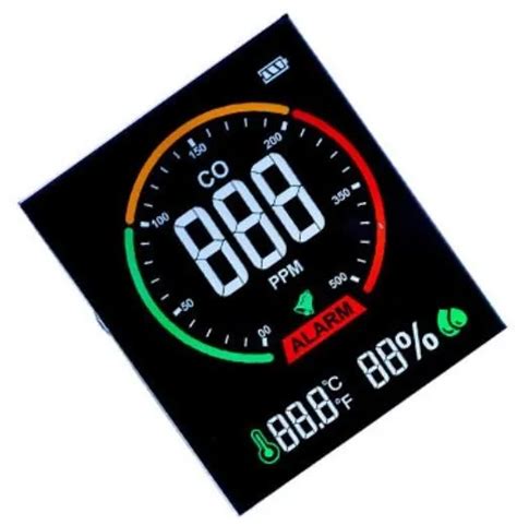 Custom Va Monochrome 7 Segment Lcd Display For Gas Detection Instrument