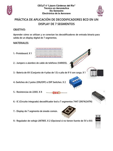 Práctica De Display De 7 Segementos Con Decodificador Pdf Decimal Codificado En Binario