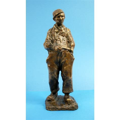 Charles Van Wijk Pijprokende Boer Bronzen Sculptuur