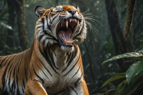 Premium Ai Image A Bengal Tiger Roar In The Jungle Dangerous Bengal