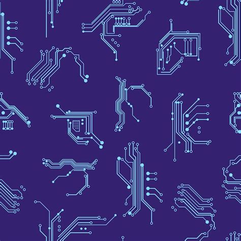 Premium Vector Circuit Board Elements Seamless Pattern Background Vector Illustration Of