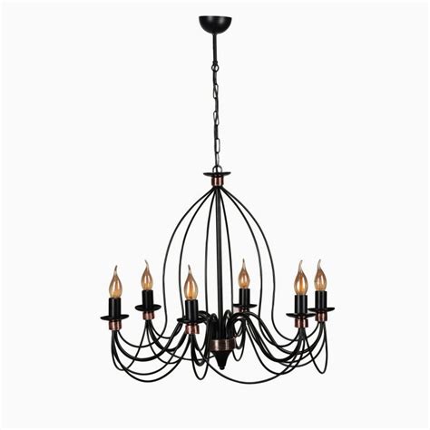 Lampe Suspendue Sextuple En Métal De 60 Cm Avec Une Finition De Couleur Noire Berfin Forme