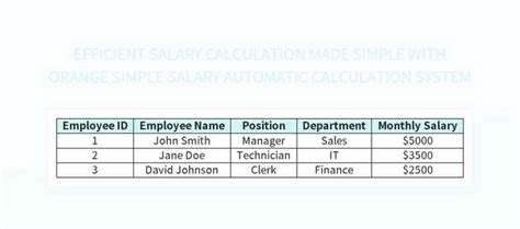 Efficient Salary Calculation Made Simple With Orange Automatic System Excel Template Free