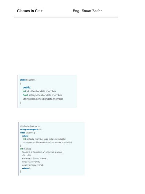 Classes In Cpp Pdf C Class Computer Programming