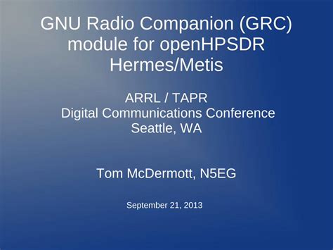pdf gnu radio companion grc module for openhpsdr hermes metisn5eg