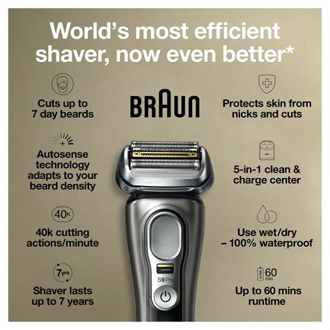 Braun Series 9 Pro 9465cc Rechargeable Wet Dry Men's Electric Shaver ...