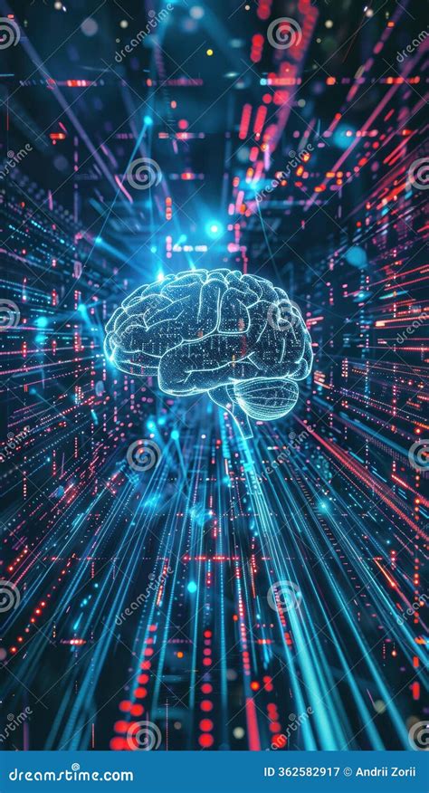 ai neural analysis digital patterns and binary code brain representation stock image image of