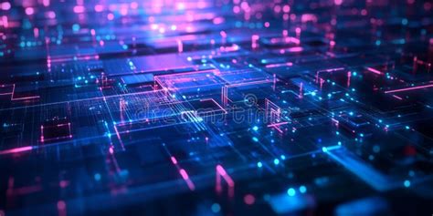 A Futuristic 3d Abstract Background With Glowing Interconnected Nodes Forming A High Tech Neural