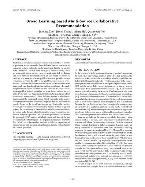Pdf Broad Learning Based Multi Source Collaborative Recommendation