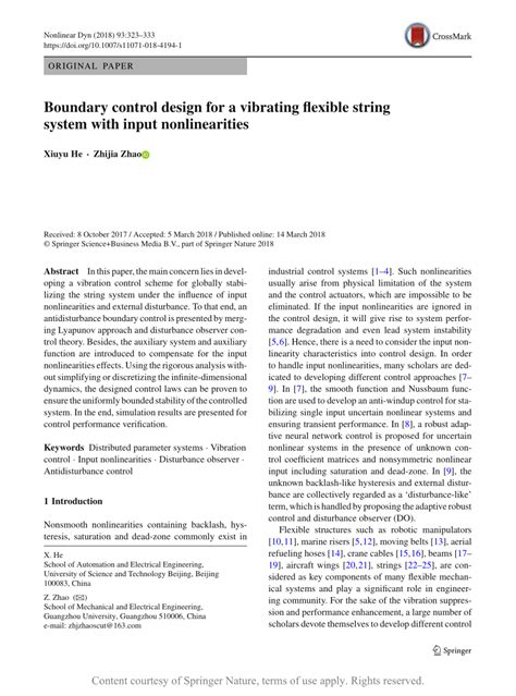Boundary Control Design For A Vibrating Flexible String System With Input Nonlinearities