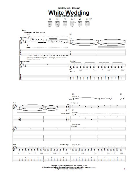 White Wedding Guitar Chords