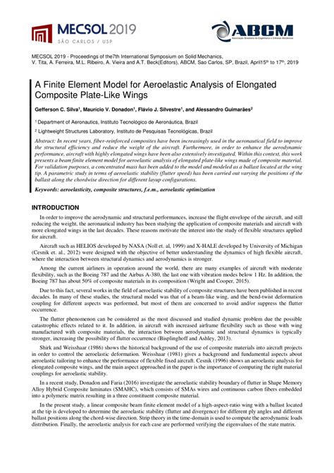 Pdf A Finite Element Model For Aeroelastic Analysis Of Elongated